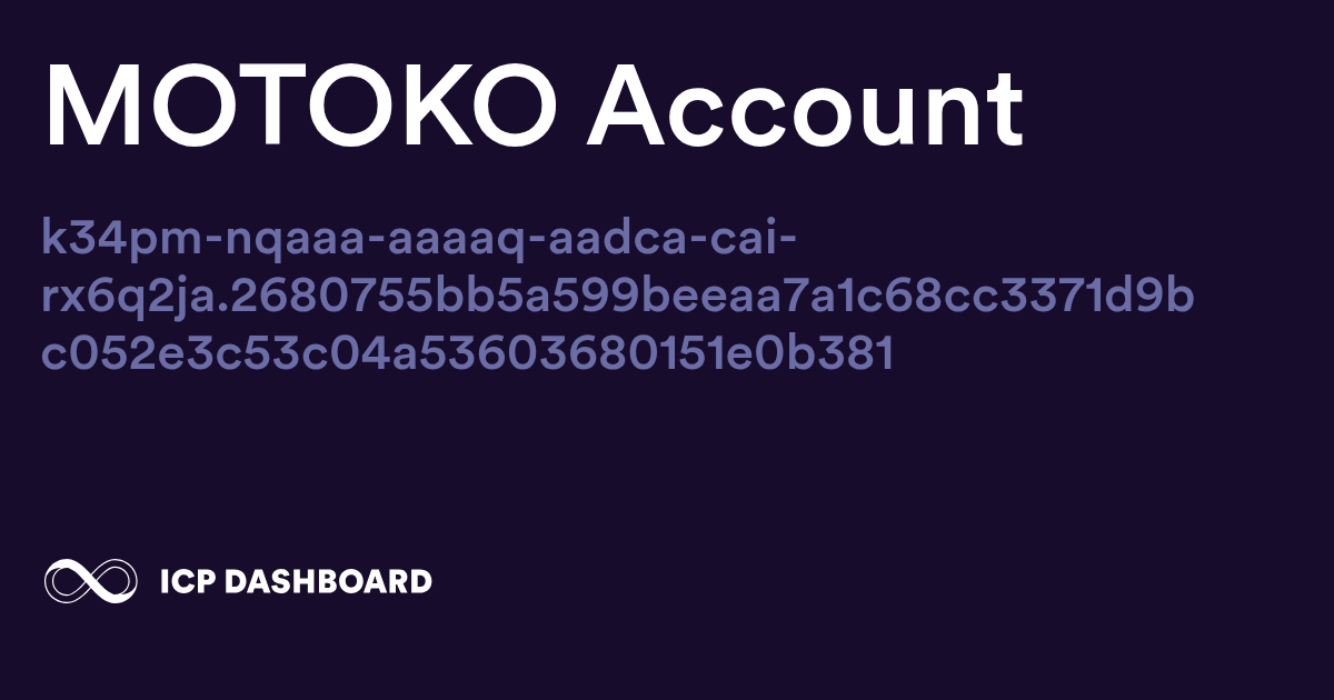 Motoko (MOTOKO) Account: k34pm-nqaaa-aaaaq-aadca-cai-rx6q2ja ...