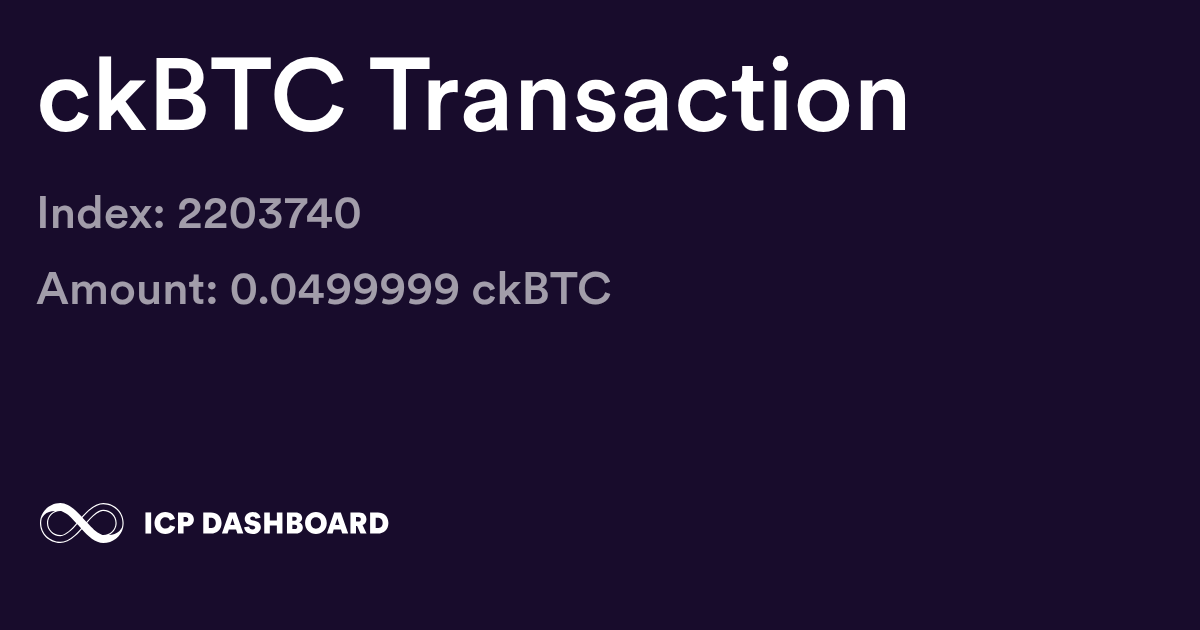 Chain-key Bitcoin (ckBTC) Transaction: 2203740 - ICP Dashboard
